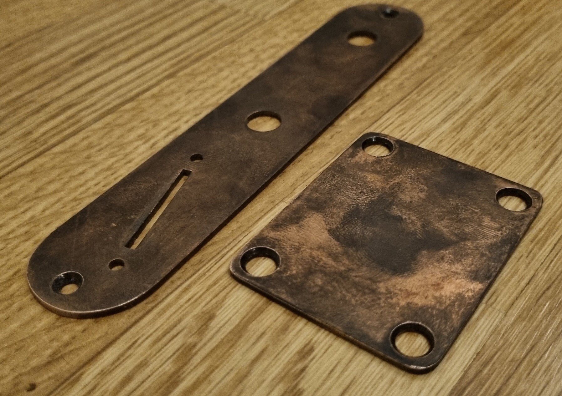Telecaster Aged Copper Neck & Control Plate Set - Slanted Switch - Etsy