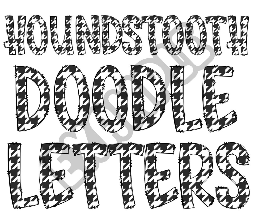 Houndstooth Doodle Letters - Etsy