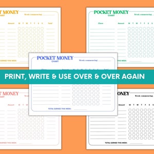 Kids Pocket Money Chart - Chore Allowance Tracker - Printable PDF - Etsy
