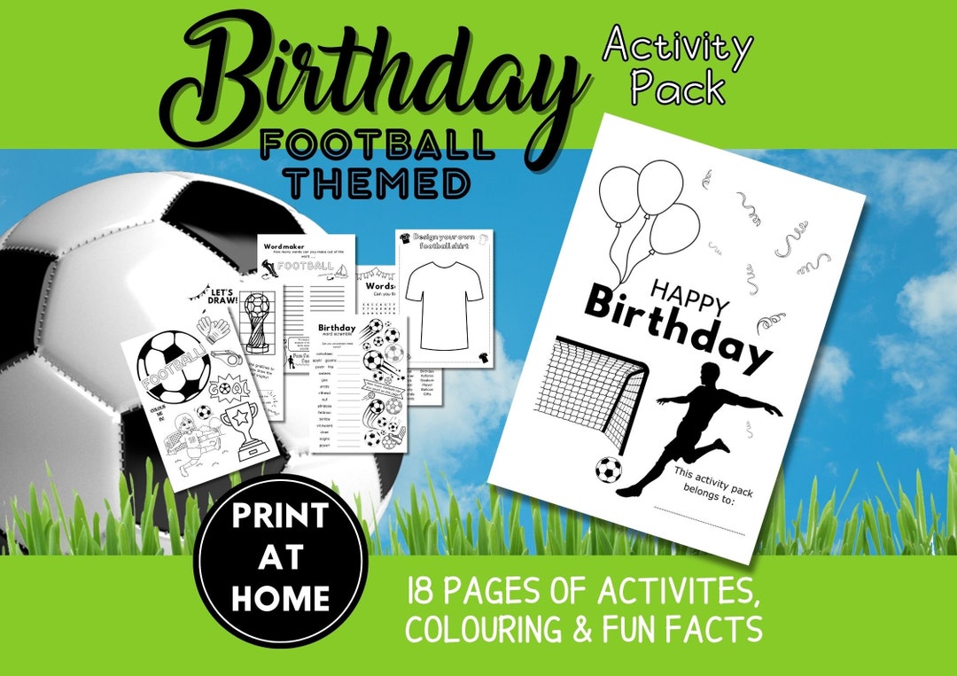 Football Themed Birthday Party Children's Activity Pack Puzzles ...