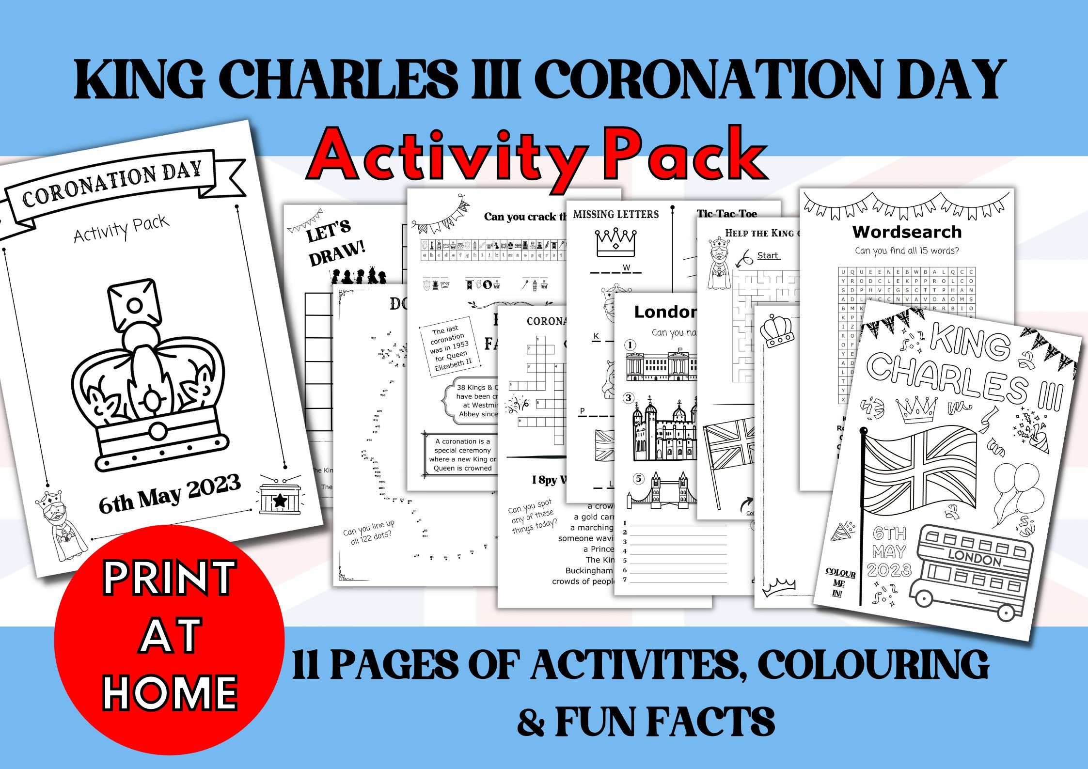 King Charles III Coronation Day Children's Activity Pack - Etsy