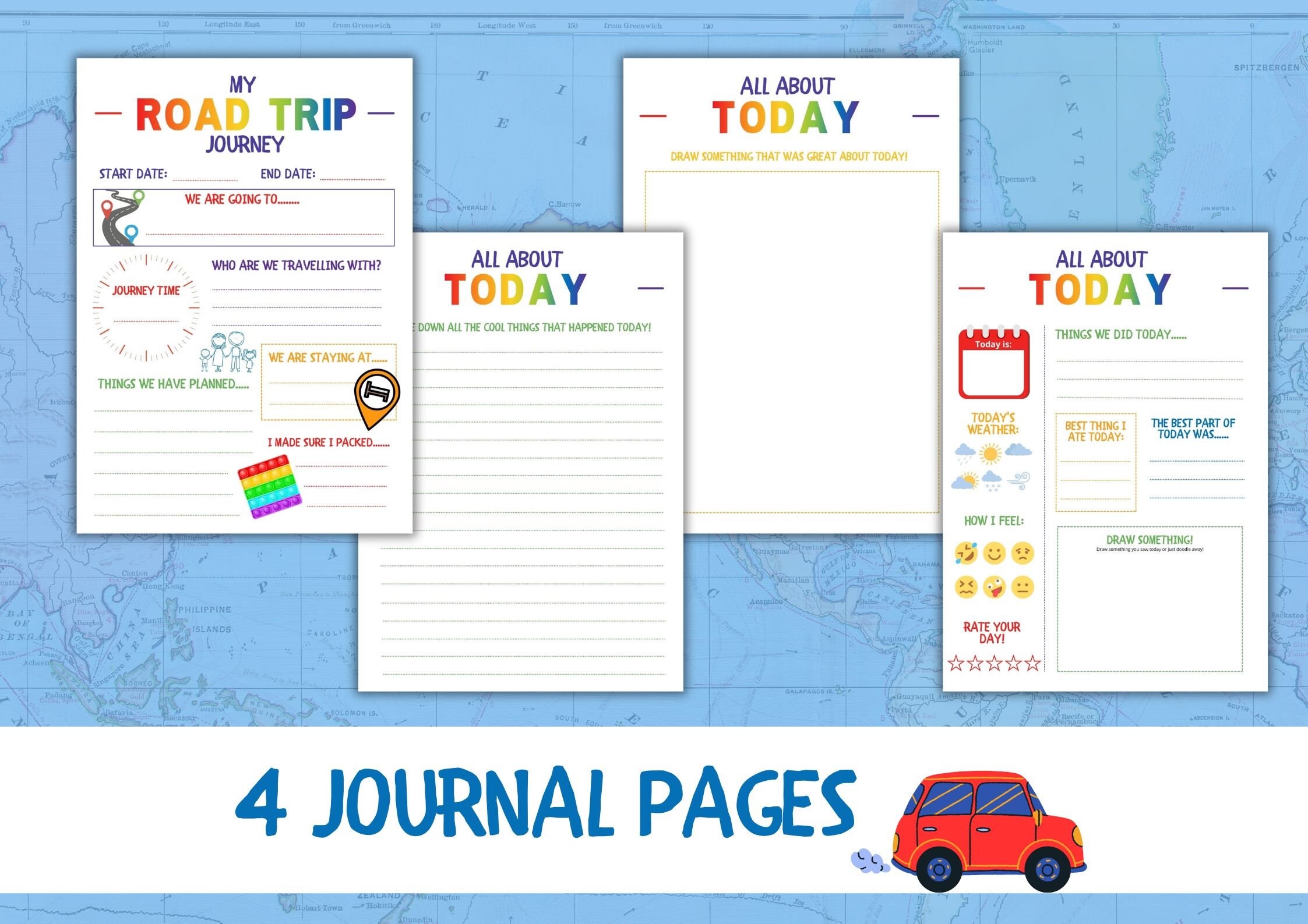 Kids Road Trip Activity Pack Instant Download - Journal, Games and ...