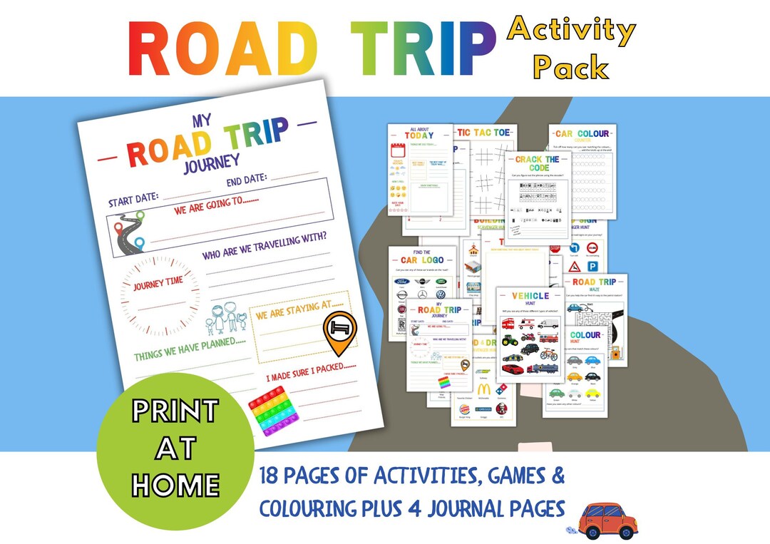 Kids Road Trip Activity Pack Instant Download Journal, Games and ...