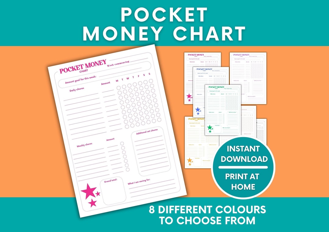 Kids Pocket Money Chart - Chore Allowance Tracker - Portrait Printable ...