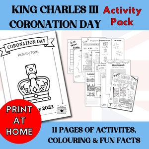 King Charles III Coronation Day Children's Activity Pack Puzzles ...