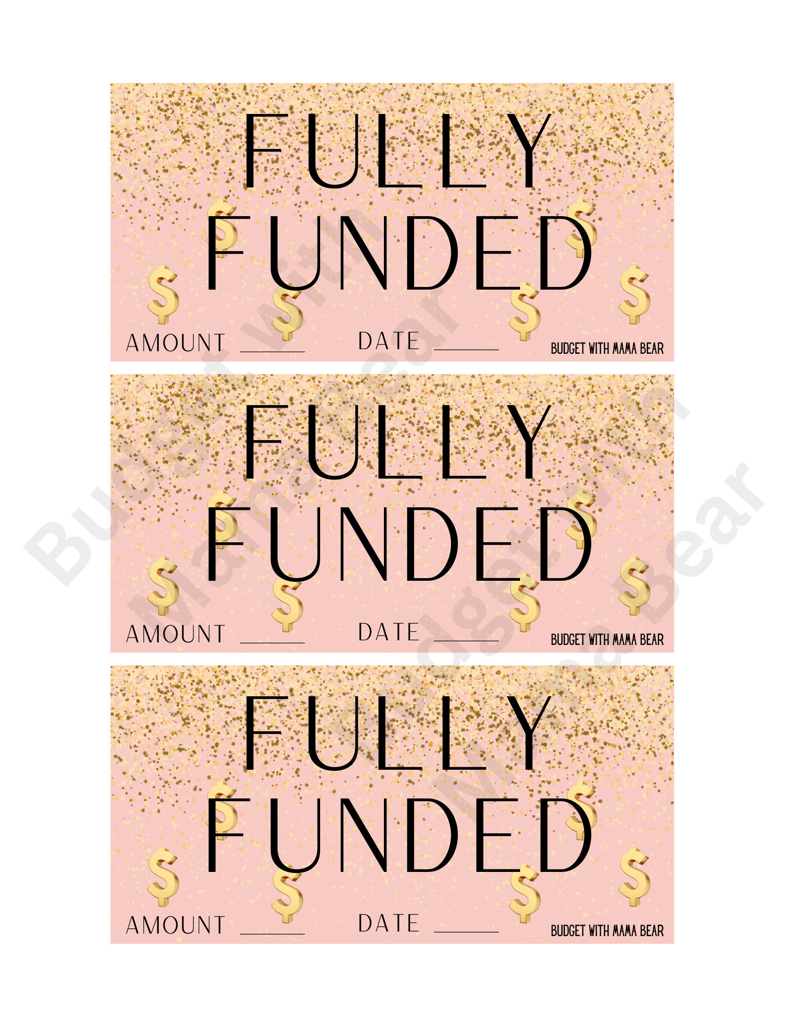 IOU Slips | Fully Funded Slips | Pink Dashboards | Cash Budgeting - Etsy