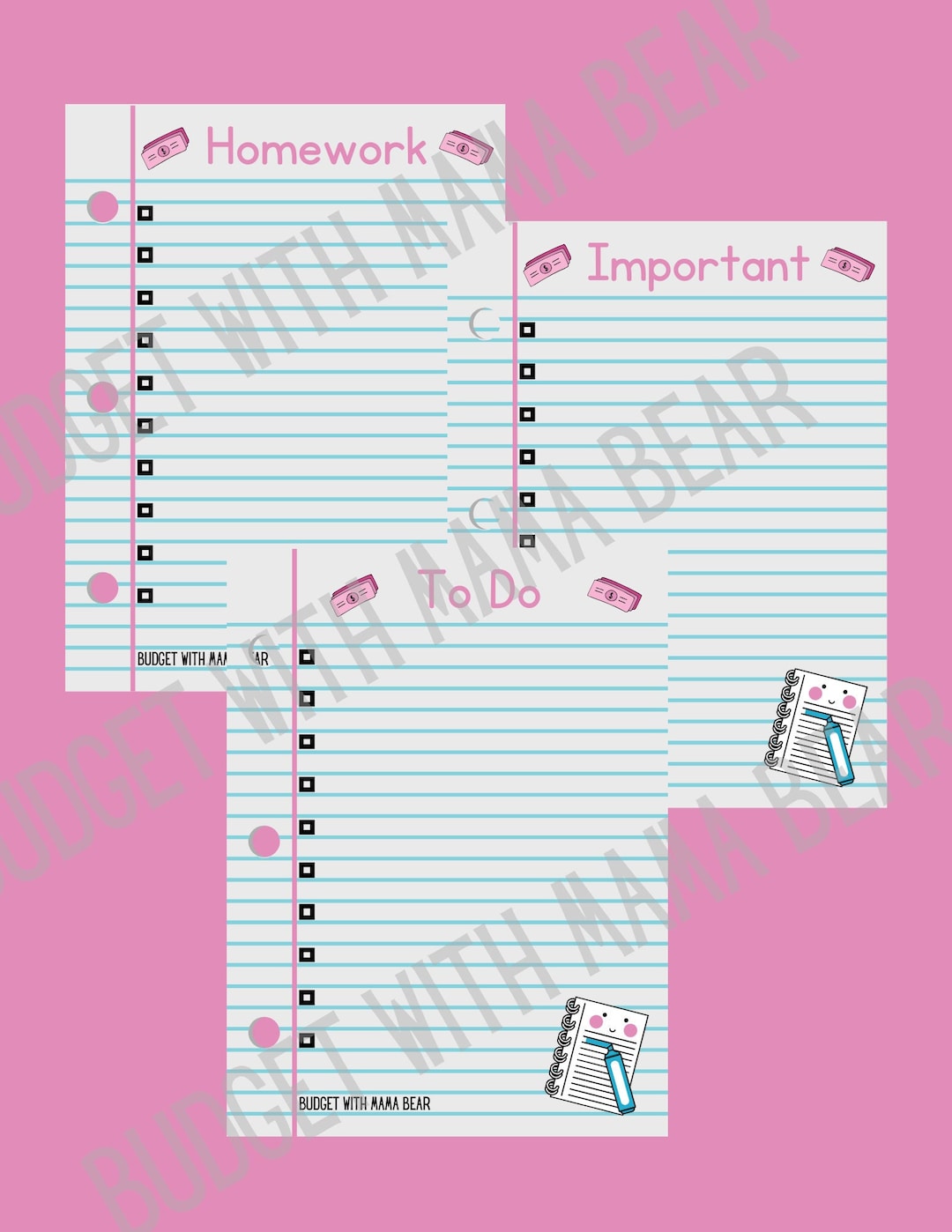Digital Notebook Paper for Your Budget Planner/life Planner - Etsy