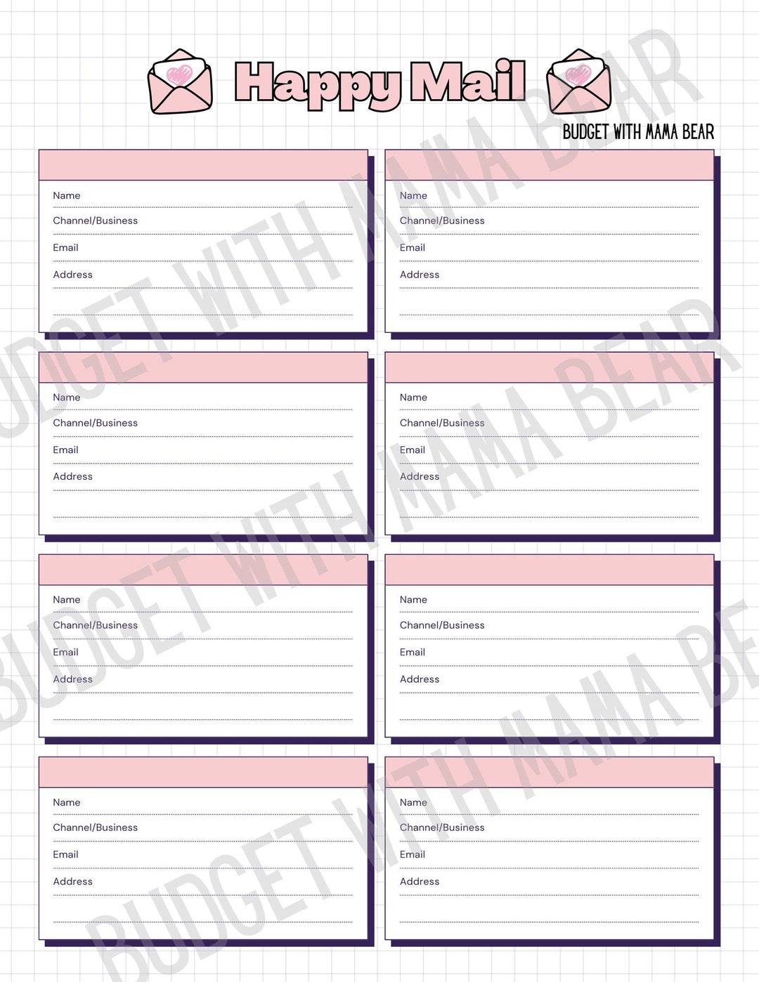 Happy Mail Tracker | Address Form | Planner | - Etsy