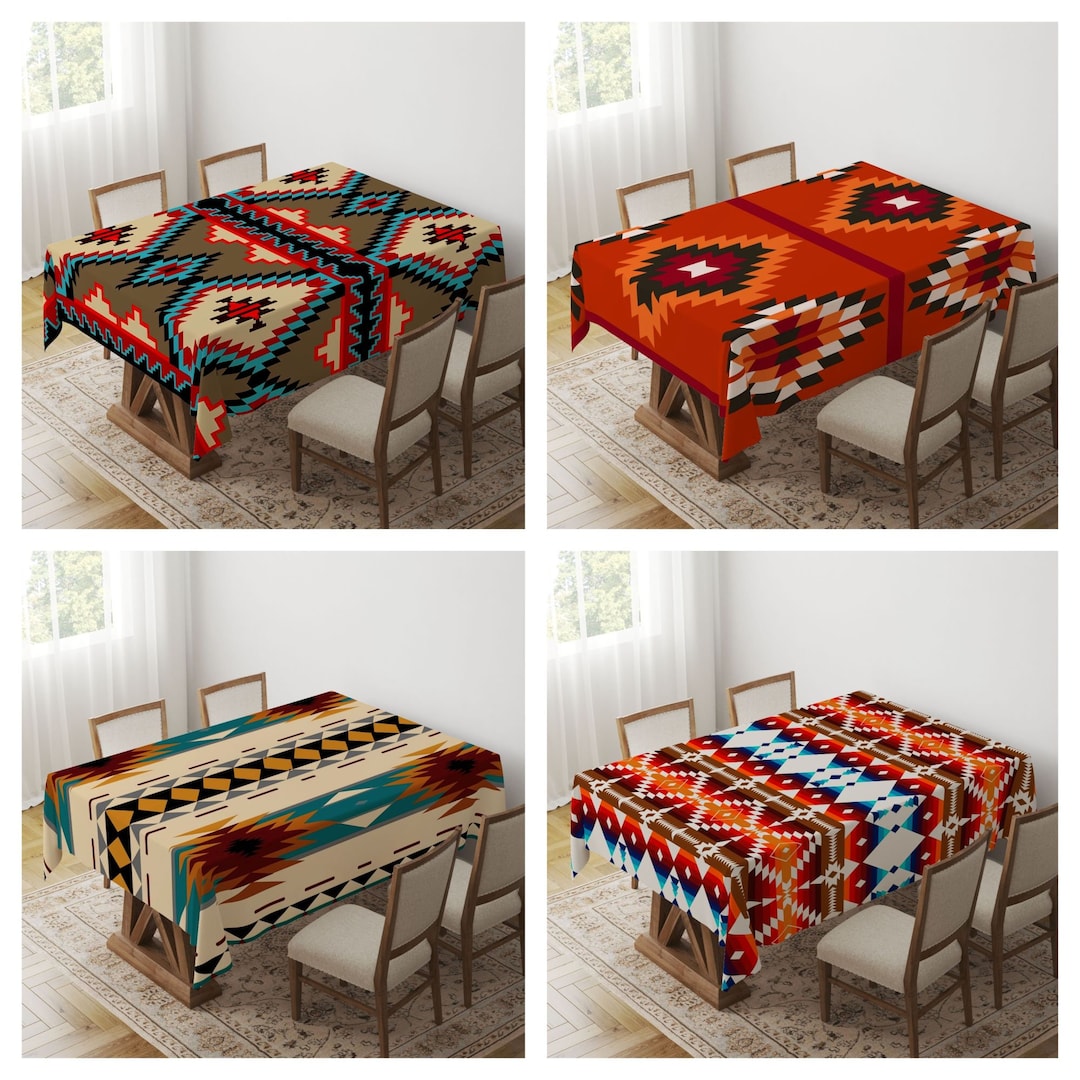 Carpet Design Tabletop|terracotta Southwestern Table Cover|aztec Print ...