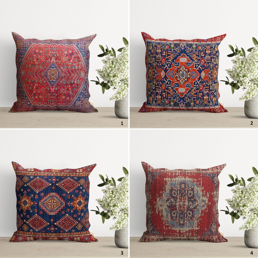 Ottoman Rug Design Pillow Cover|turkish Kilim Pattern Cushion Case|worn ...