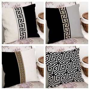 Greek Key Design Cushion Coverpillowtop of Golden & Black ...