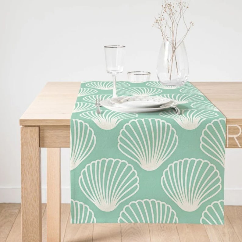 Beach House Table Runner|coastal Design Tabletop|seashell Table Cover ...