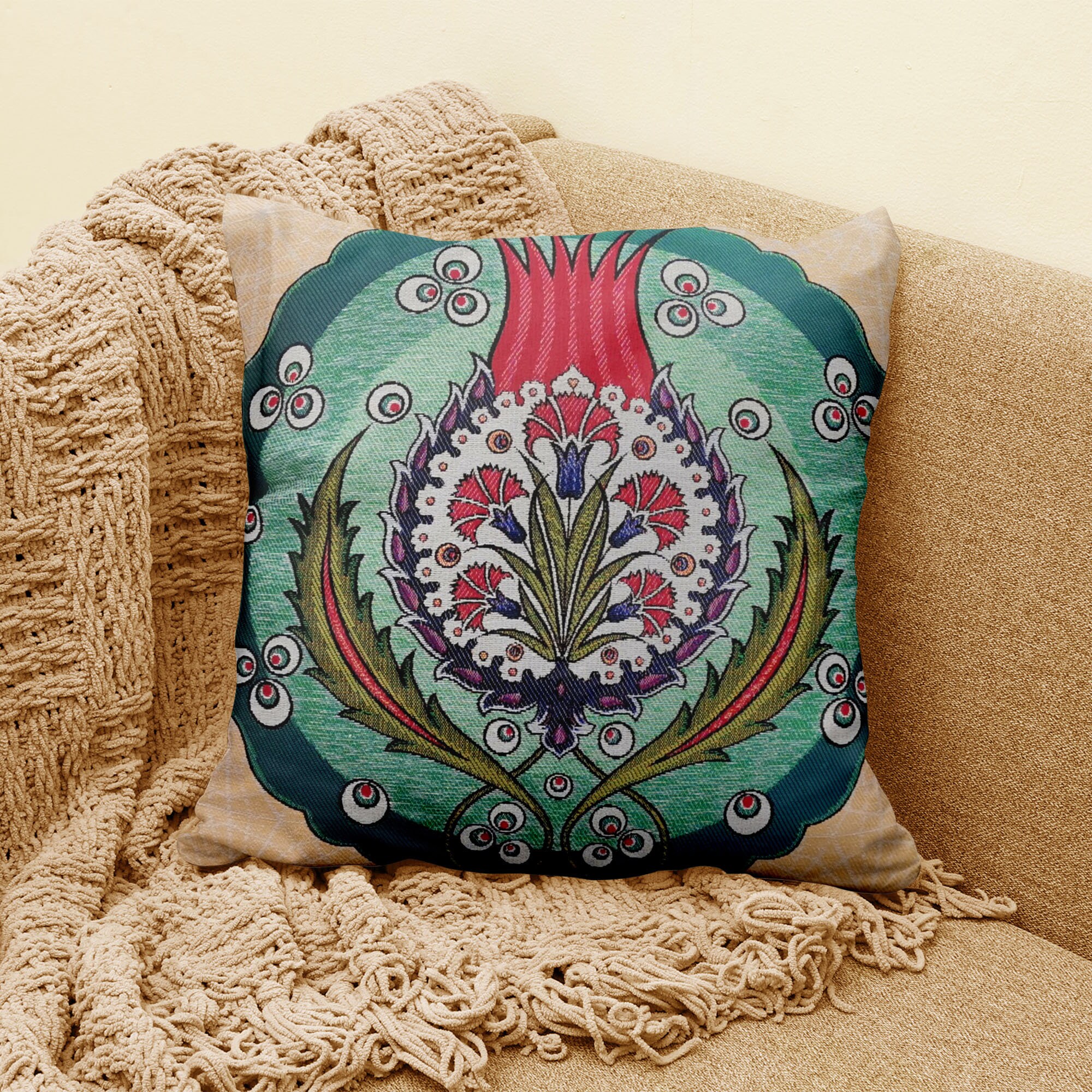 Turkish Tulip Woven Pillow Case|decorative Gobelin Tapestry Throw ...