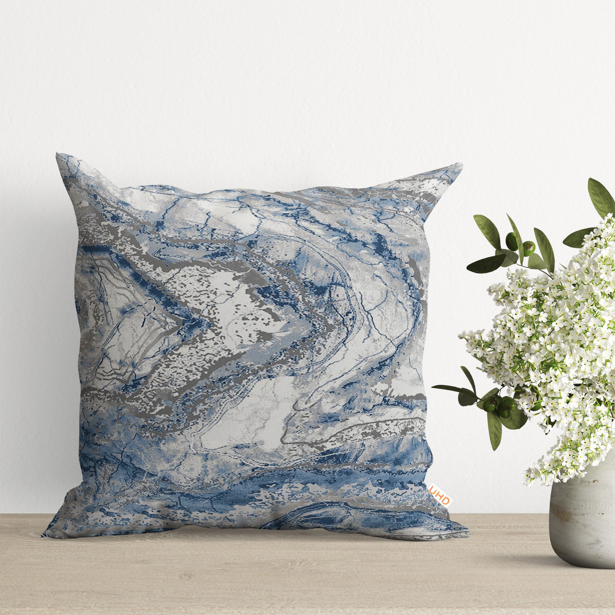 Marble Surface Design Cushion Cover|sky Blue and Gray Colored Pillow ...