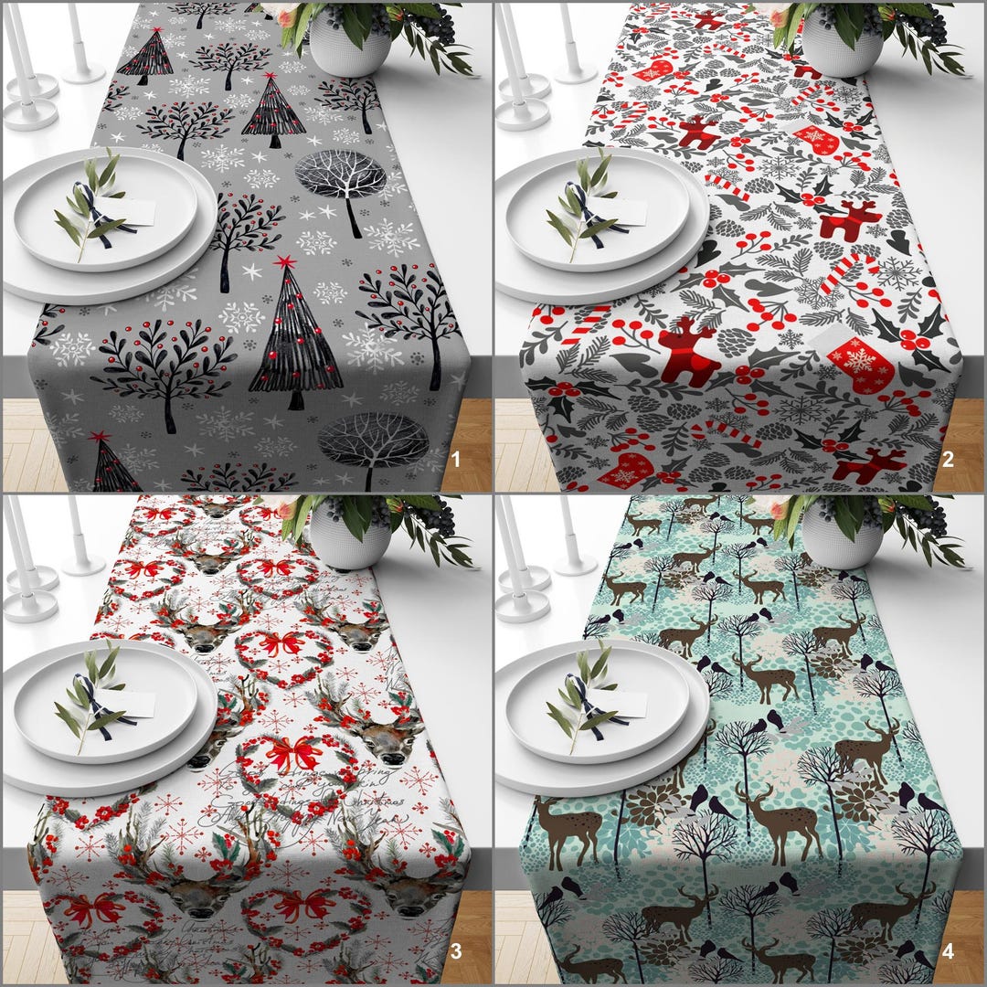 Christmas Table Runner|rustic Pattern Tablecloth|farmhouse Style Xmas ...