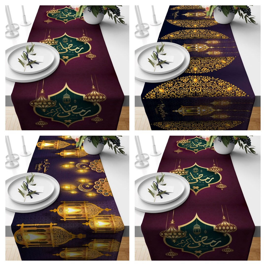 Islamic, Elegant Table Runner|ramadan Concept Tablecloth|classy Purple ...