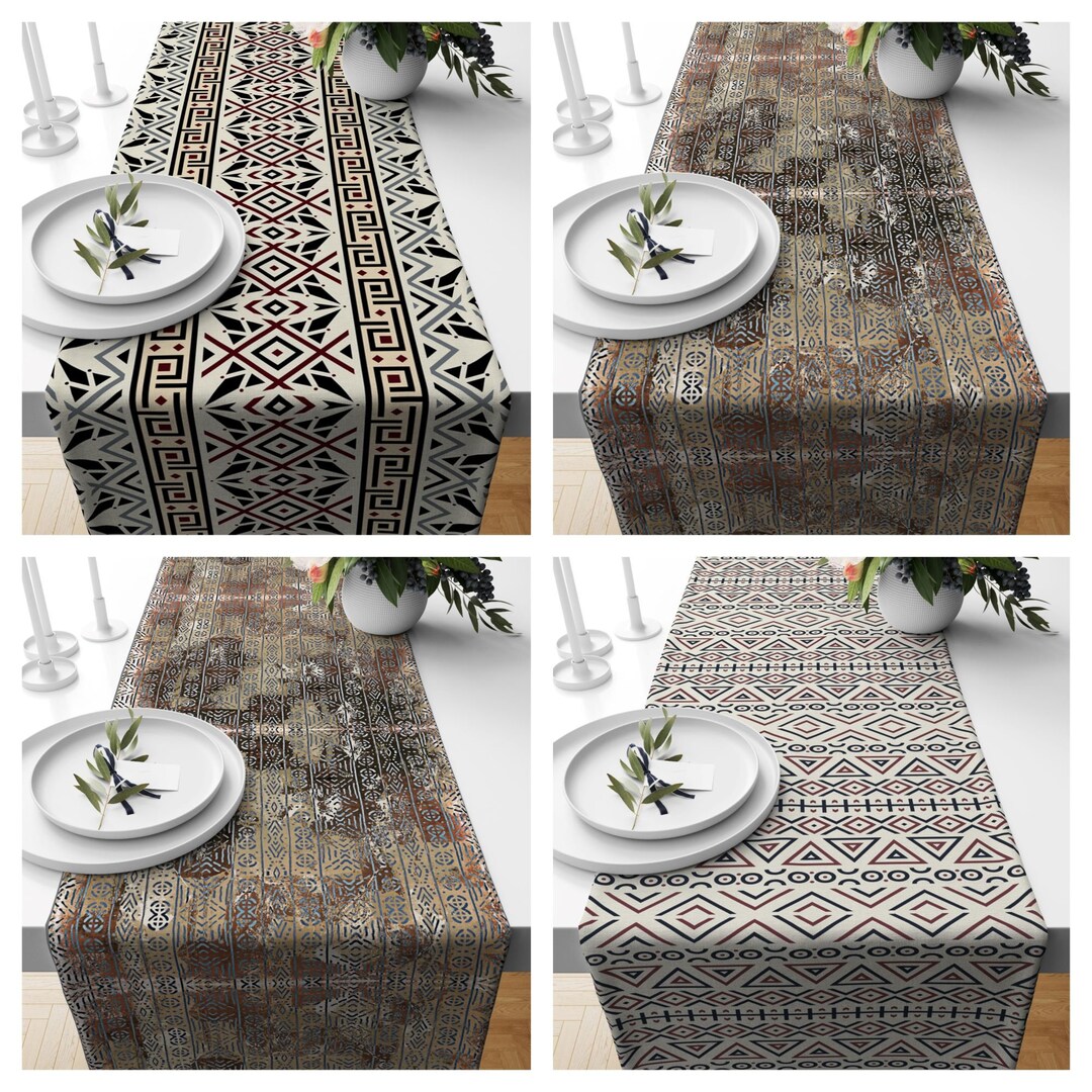 Tribal Table Runner|cream & Black Tabletop|abstract Home Decor ...