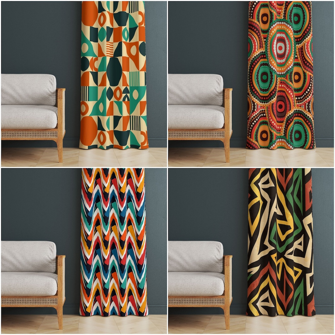 Abstract Retro Theme Curtain|thermally Insulated Window Curtain|70's ...