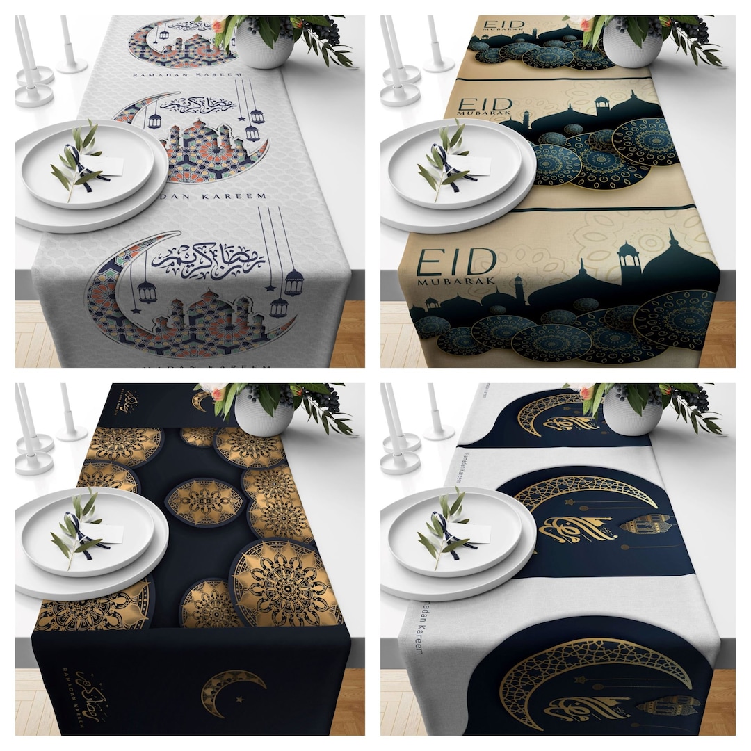 Islamic Table Centerpiece|elegance of Gold & Indigo Table Runner ...