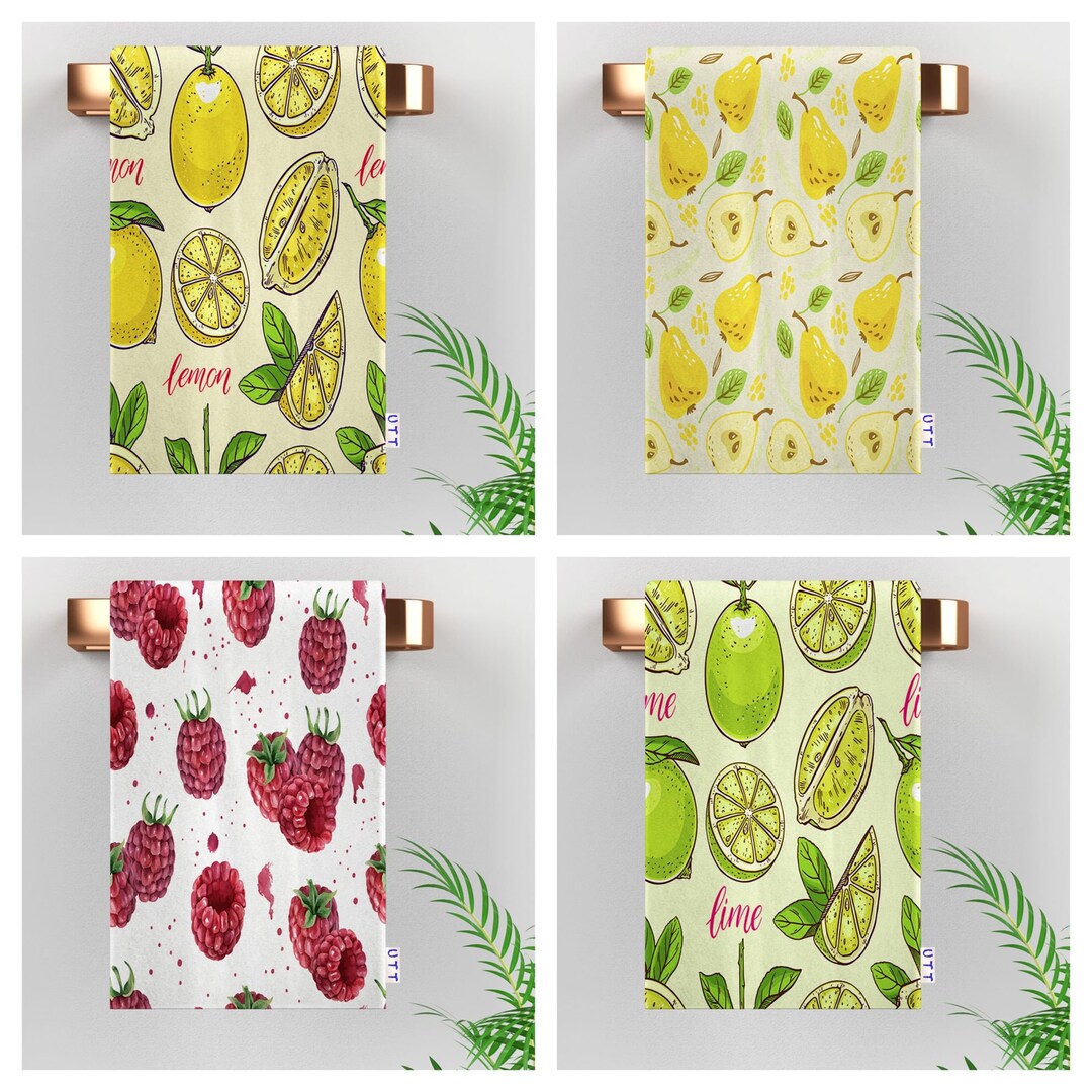 Delicious Theme Tea Towel|citrus Fruit Hand Towel|lemons and Pears ...