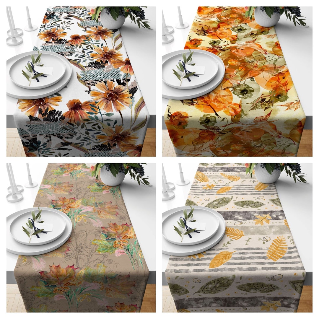 Autumn Concept Table Runner|dried Flowers & Leaves Table Cover|fall ...
