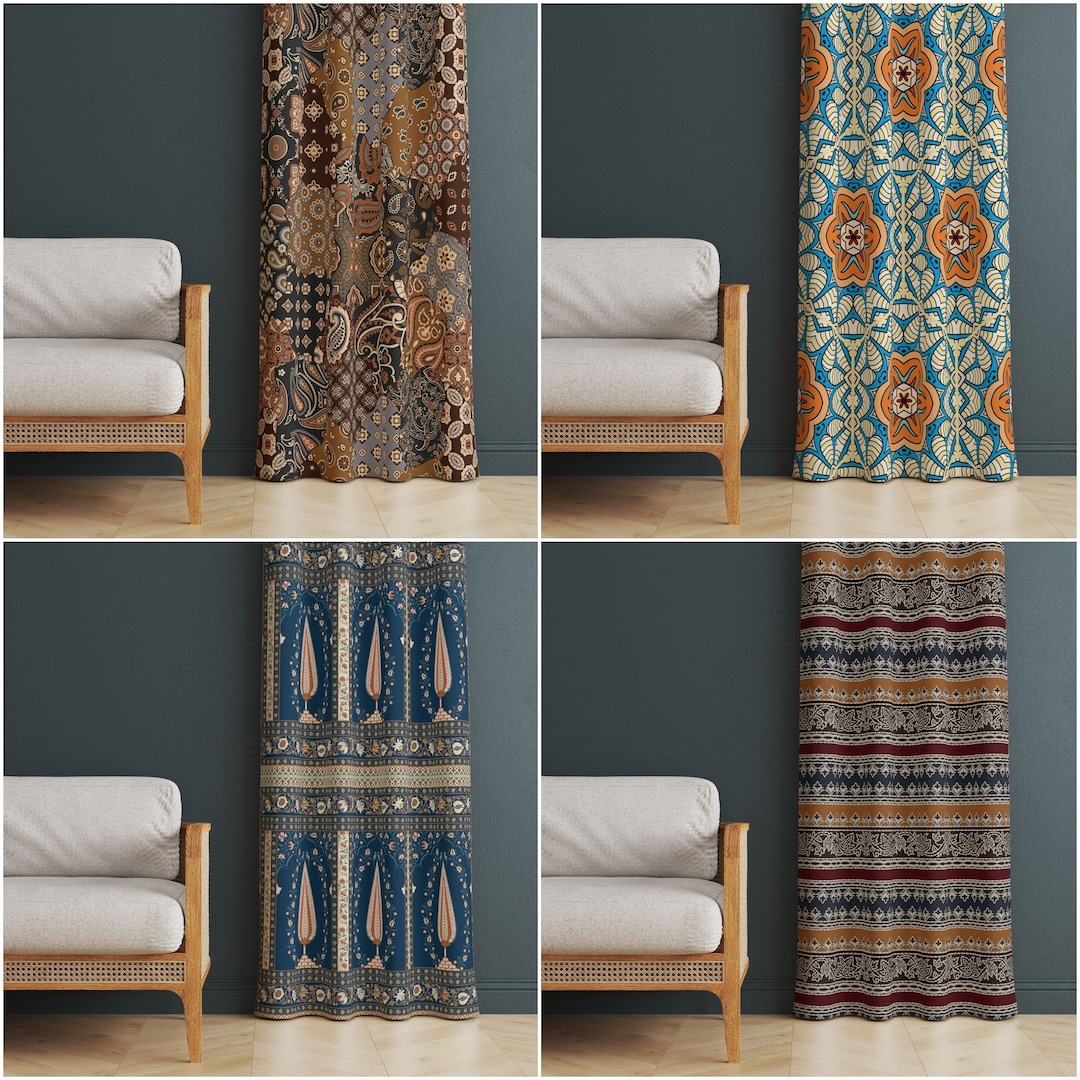 Geometric Rug Design Curtain: Thermal Insulated Ethnic Window Decor - Etsy