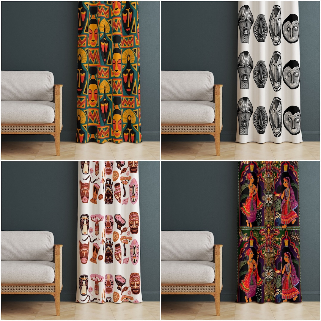 African Concept Curtain|thermal Insulated Face Print Window Curtain ...