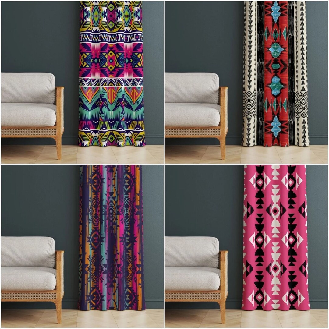 Ethnic Aztec Curtain for Living Rooms|rug Design Curtain|rustic ...