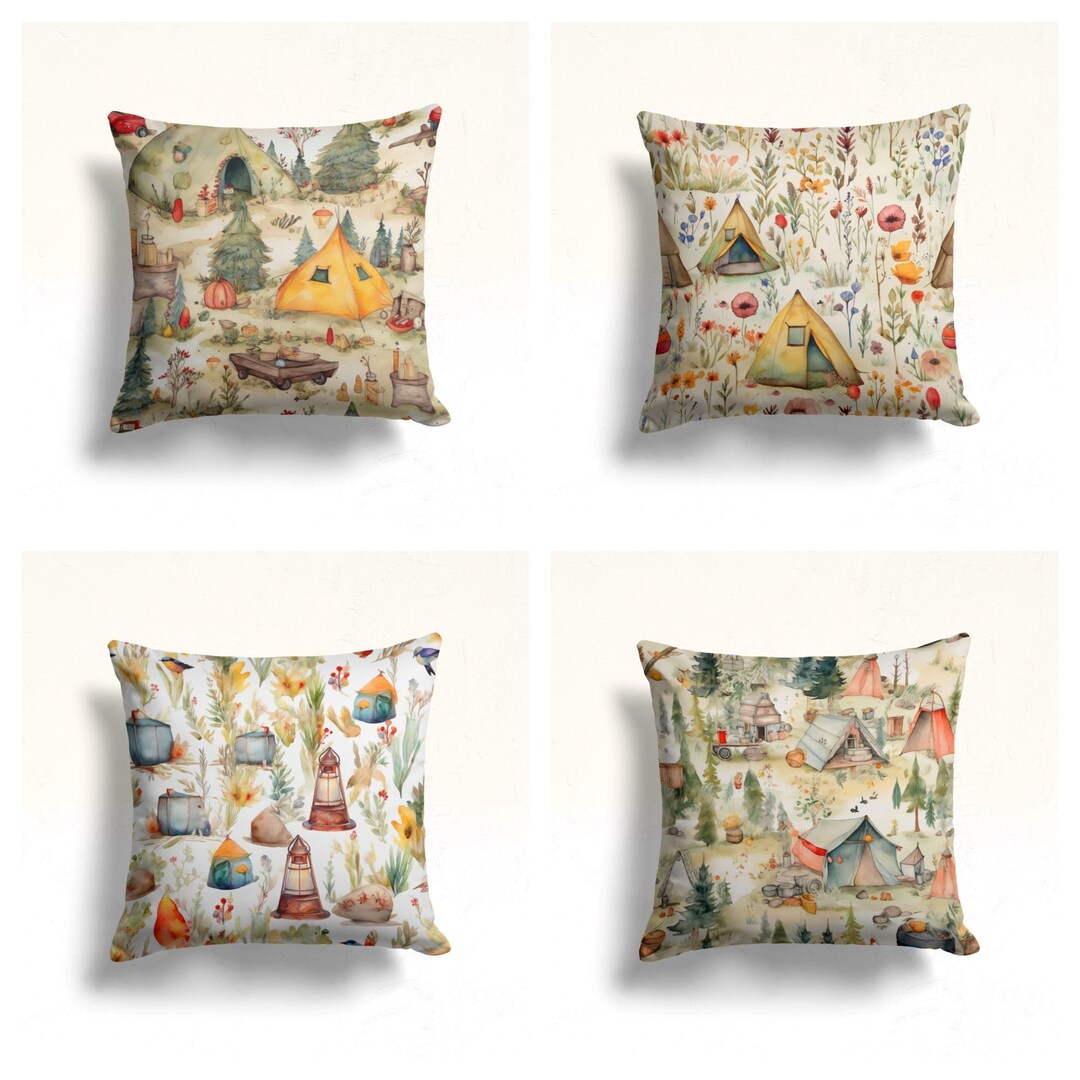 Fall Themed Pillow Cover|camping in Autumn Cushion Case|gas Lantern ...