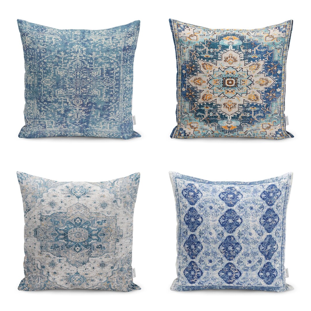 Turkish Rug Design Pillow Covercushion Case for Turquoise & Blue ...