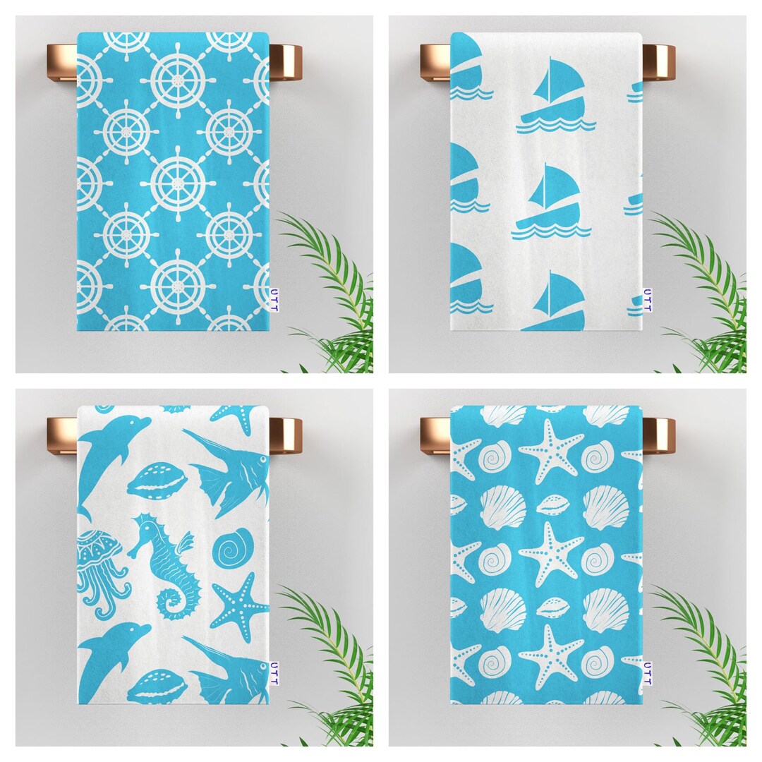 Sea Concept Tea Towel|nautical Ship Wheel Hand Towel|saling Boat ...