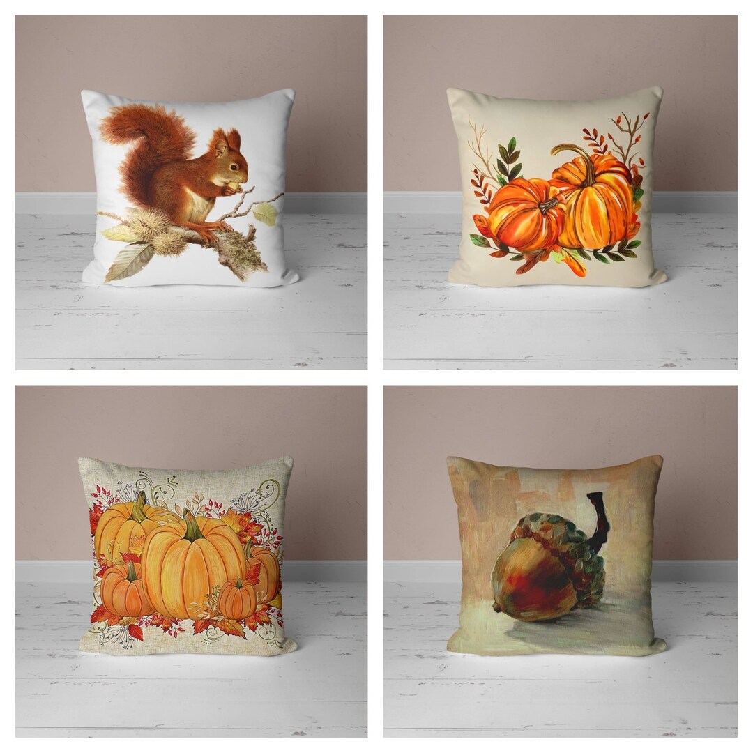Autumn Trend Pillow Case|fall Cushion Cover|orange Pumpkin Throw Pillow ...