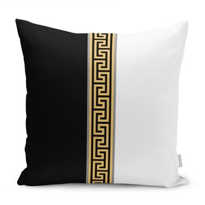 Greek Key Design Cushion Coverpillowtop of Golden & Black ...