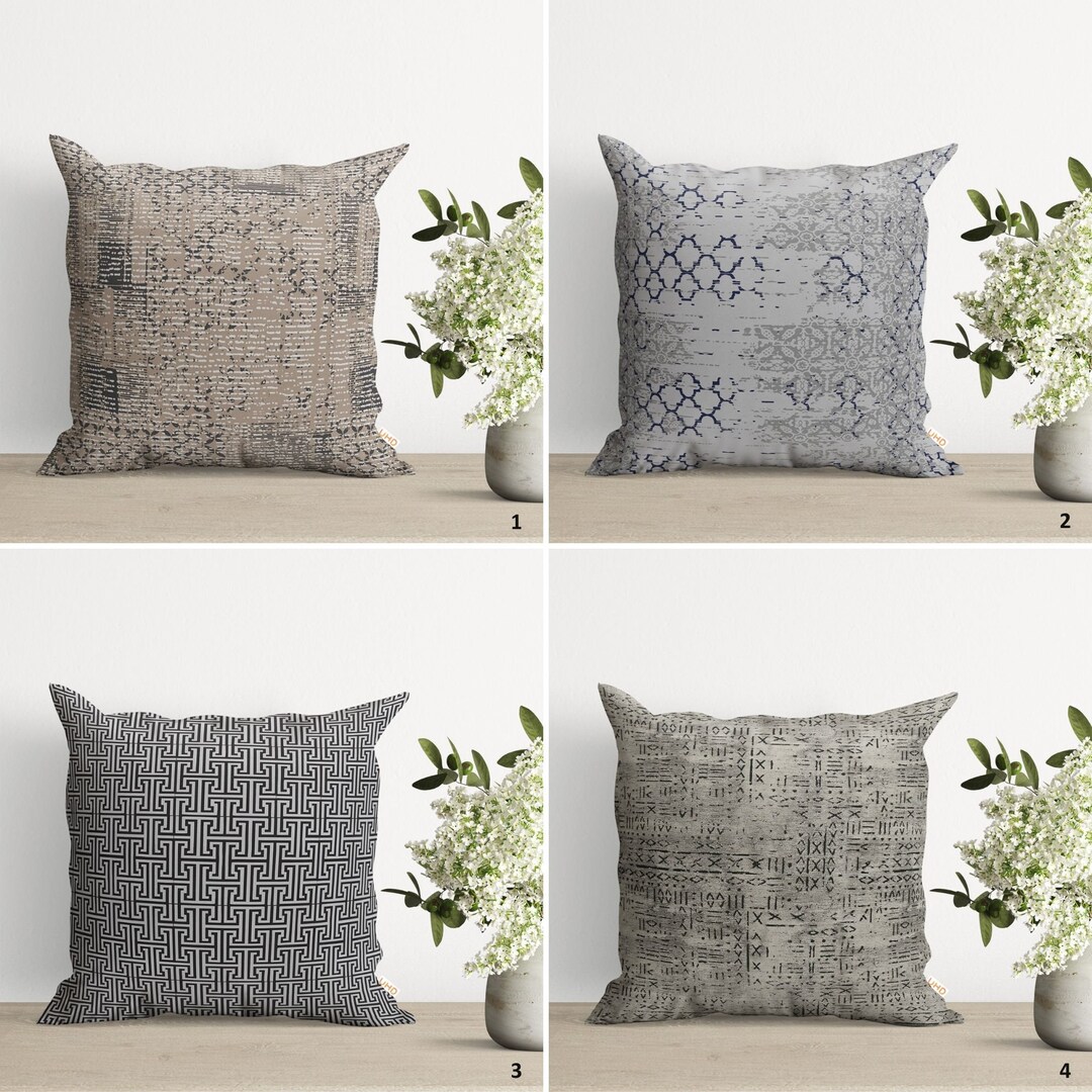 Greek Keys Patterned Pillow Coverworn Out Looking Cushion Casefancy ...