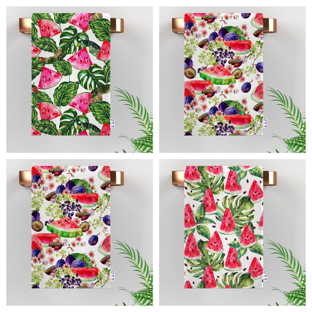 Juicy Watermelon Tea Towel|mix Fruit Kitchen Towel|plum Dishcloth|green ...