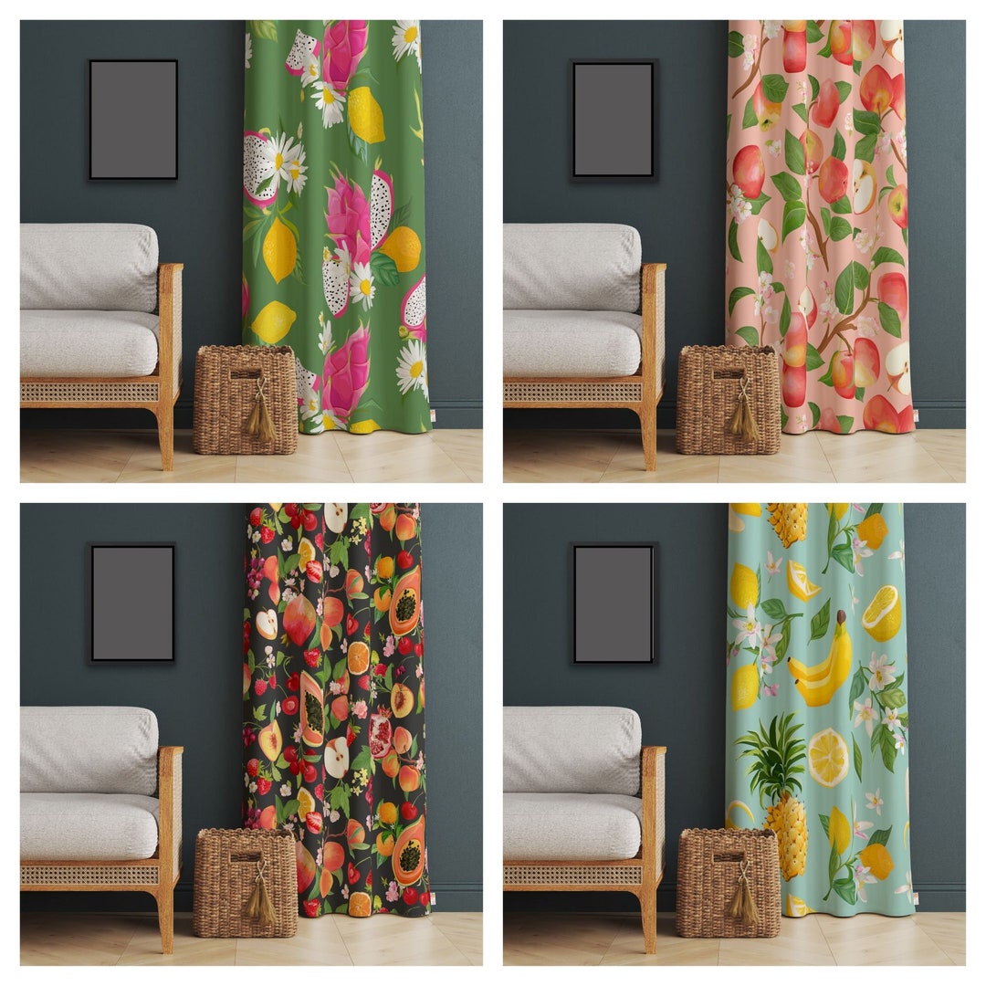 Juicy Fruits Covered Curtain|papaya, Dragon Fruit, Apple, Cherries ...