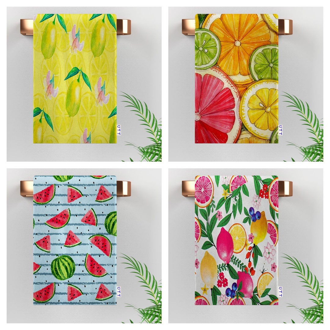 Floral Citrus Fruit Hand Towel|fresh Lemon Towel|watermelon Dishcloth ...