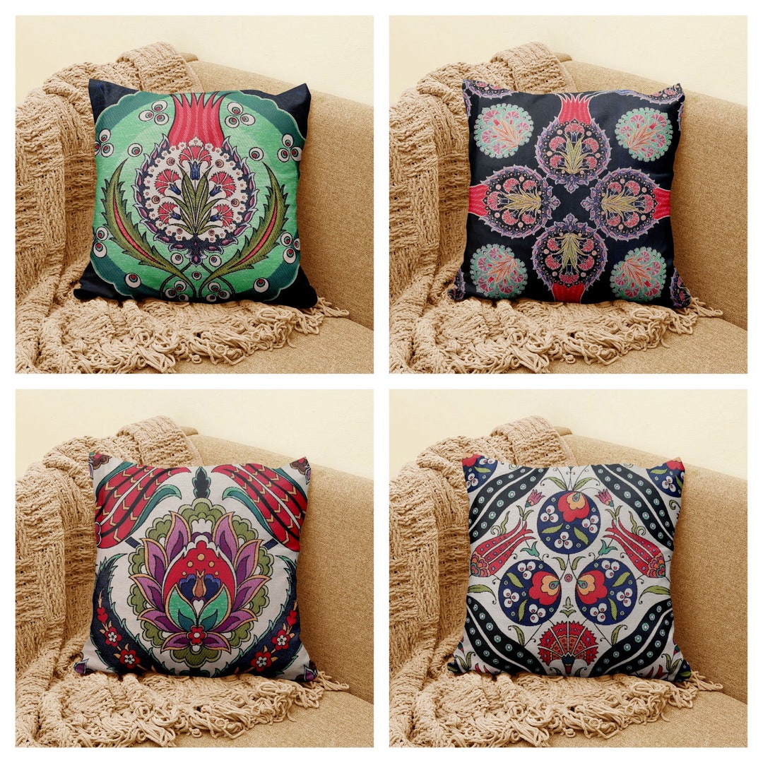 Turkish Handmade Tulip Tile Design Pillow Cover|gobelin Tapestry Throw ...