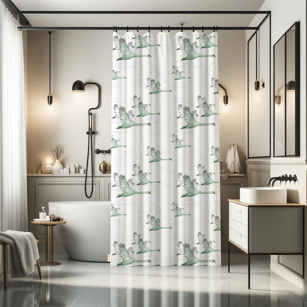 Waterproof Swan Shower Curtain|stain Repellent Polyester Bathroom ...