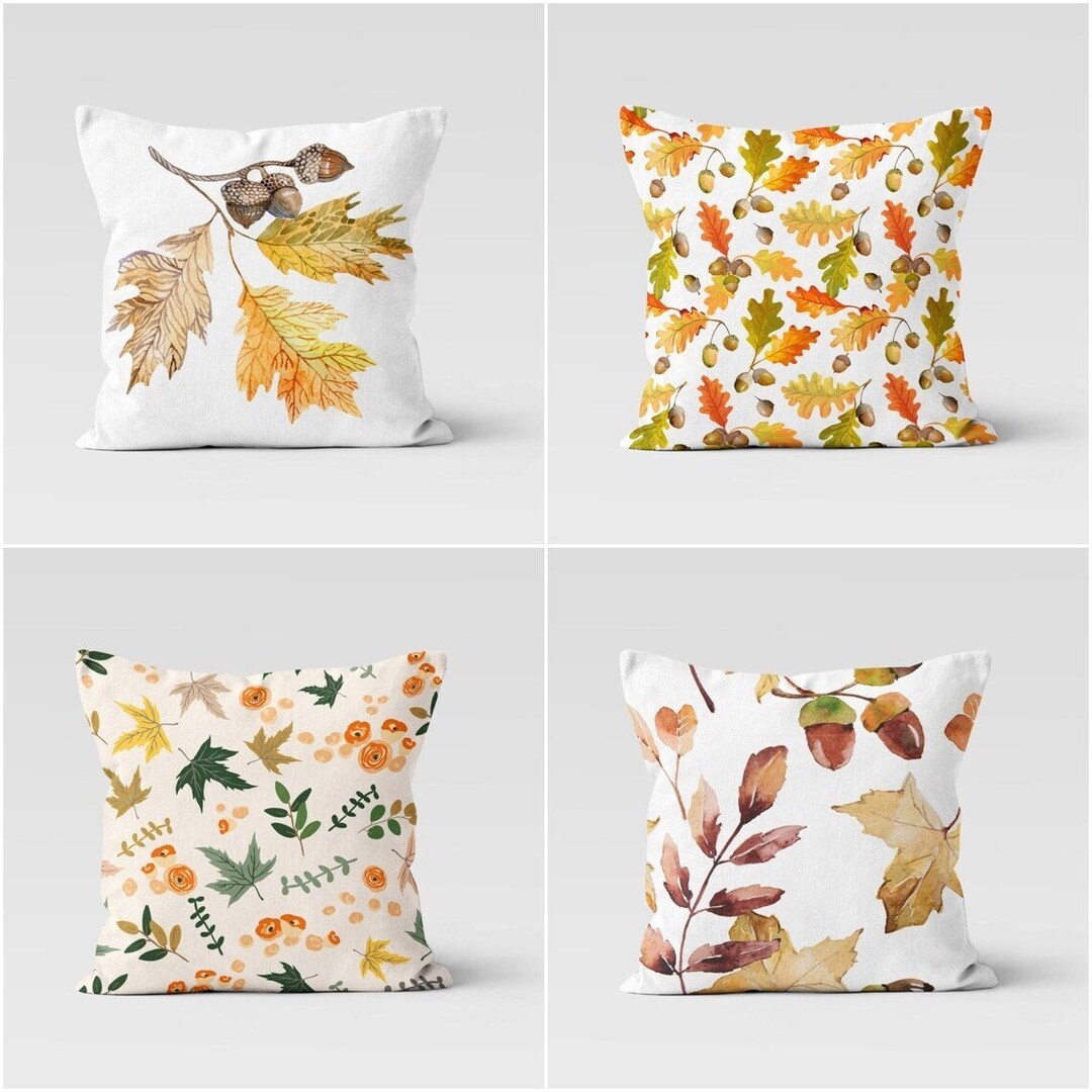 Welcome Fall Themed Pillow Cover|autumn Leaves Cushion Case|acorn Throw ...