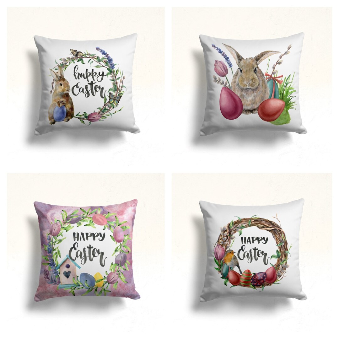 Happy Easter Pillow Cover|bunny & Easter Egg Cushion Case|eggs in ...