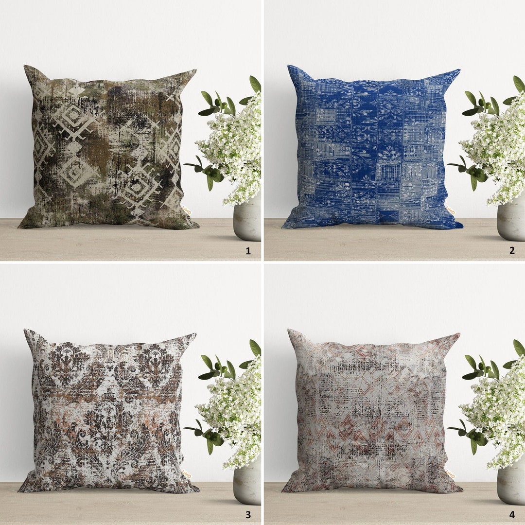 Country Style Pillow Cover|worn Out Look Geometric Cushion Case ...