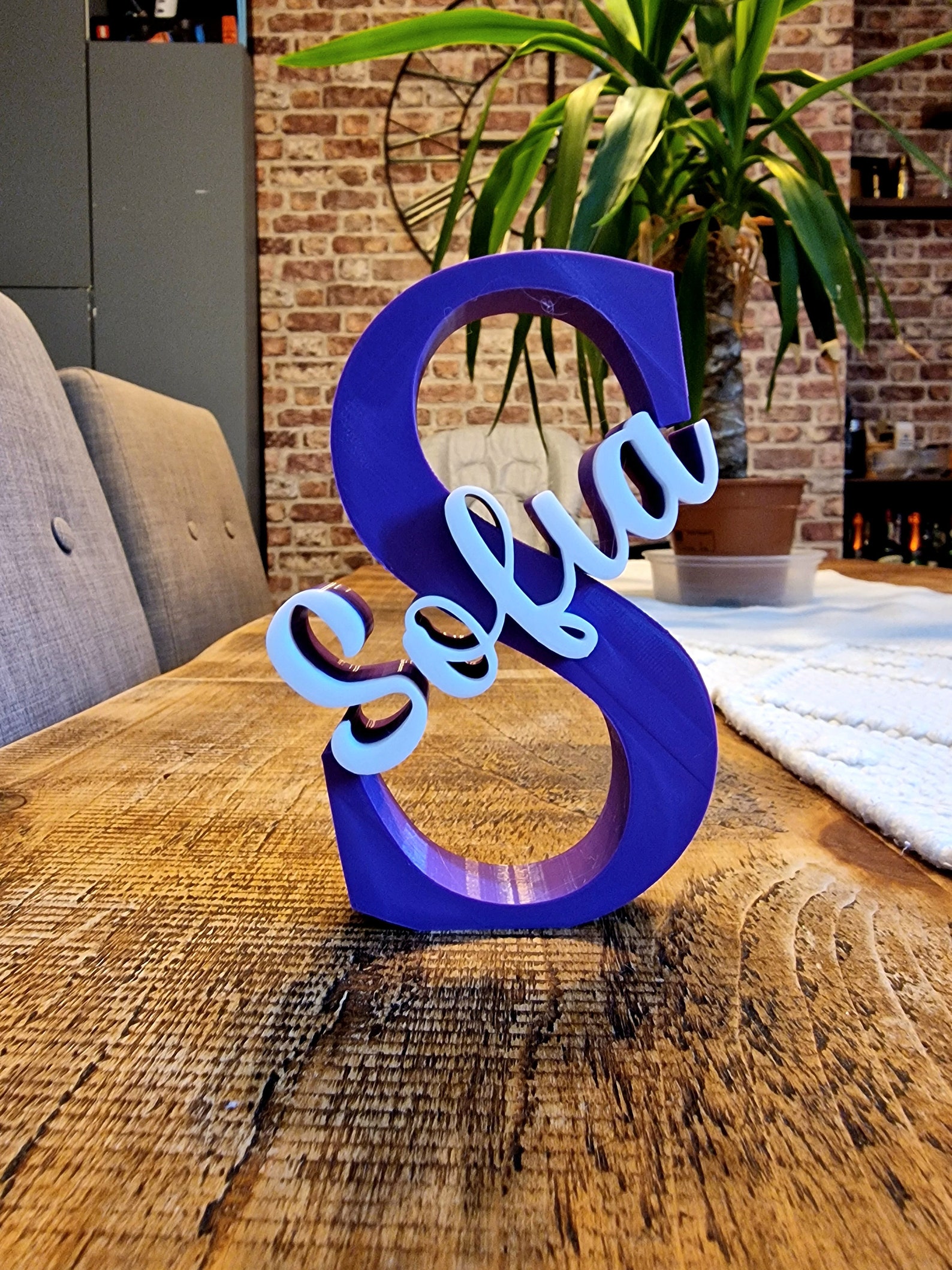 Personalised 3D Printed Name Sign With First Letter Background Custom ...