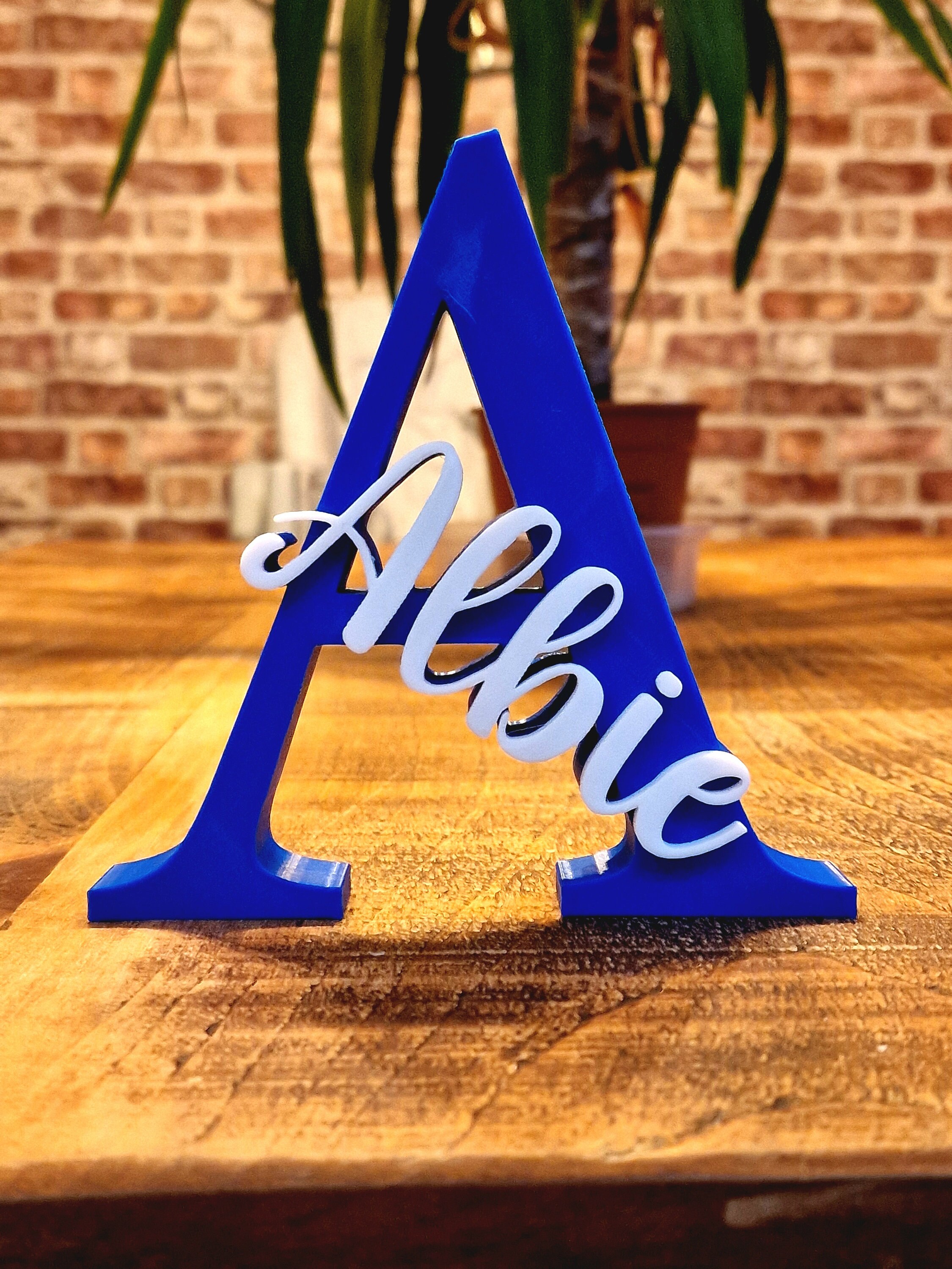 Personalised 3D Printed Name Sign With First Letter Background Custom ...