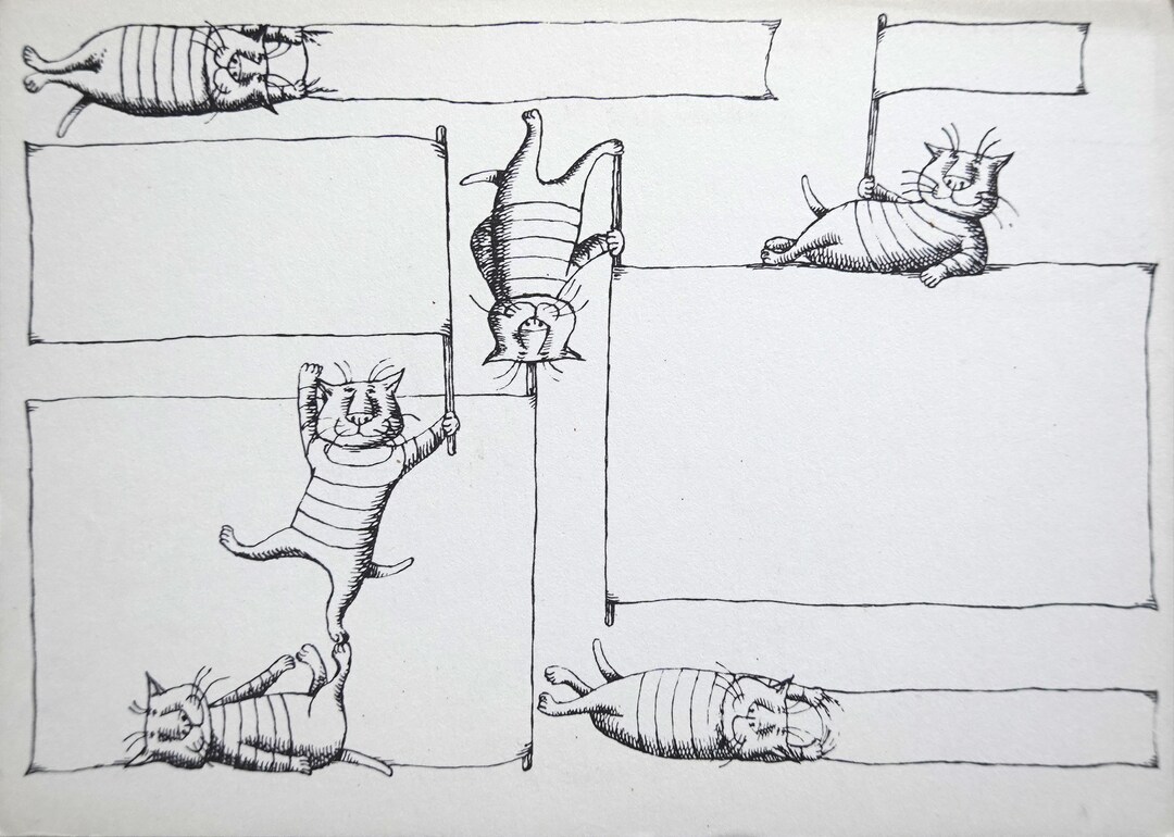 Vintage Edward Gorey Cats Postcard - Etsy
