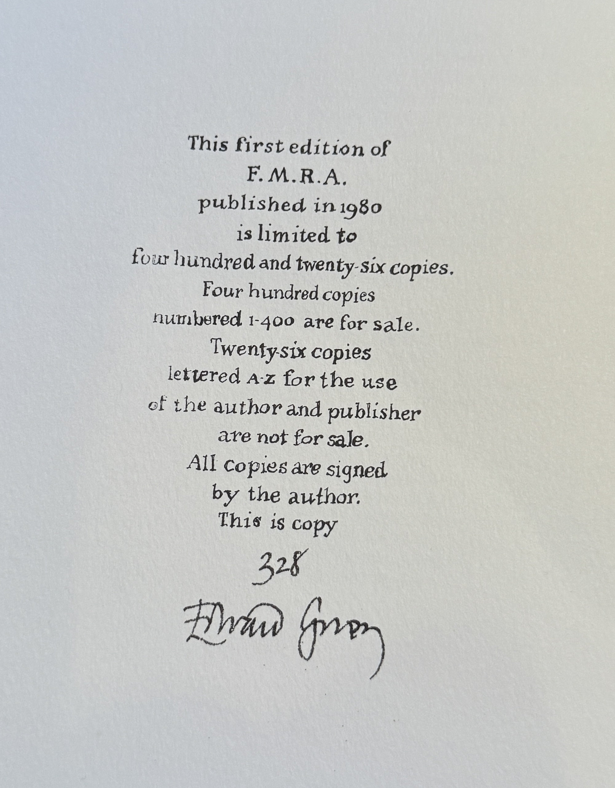 F.M.R.A. - Edward Gorey Ephemera, Signed & Numbered - Etsy