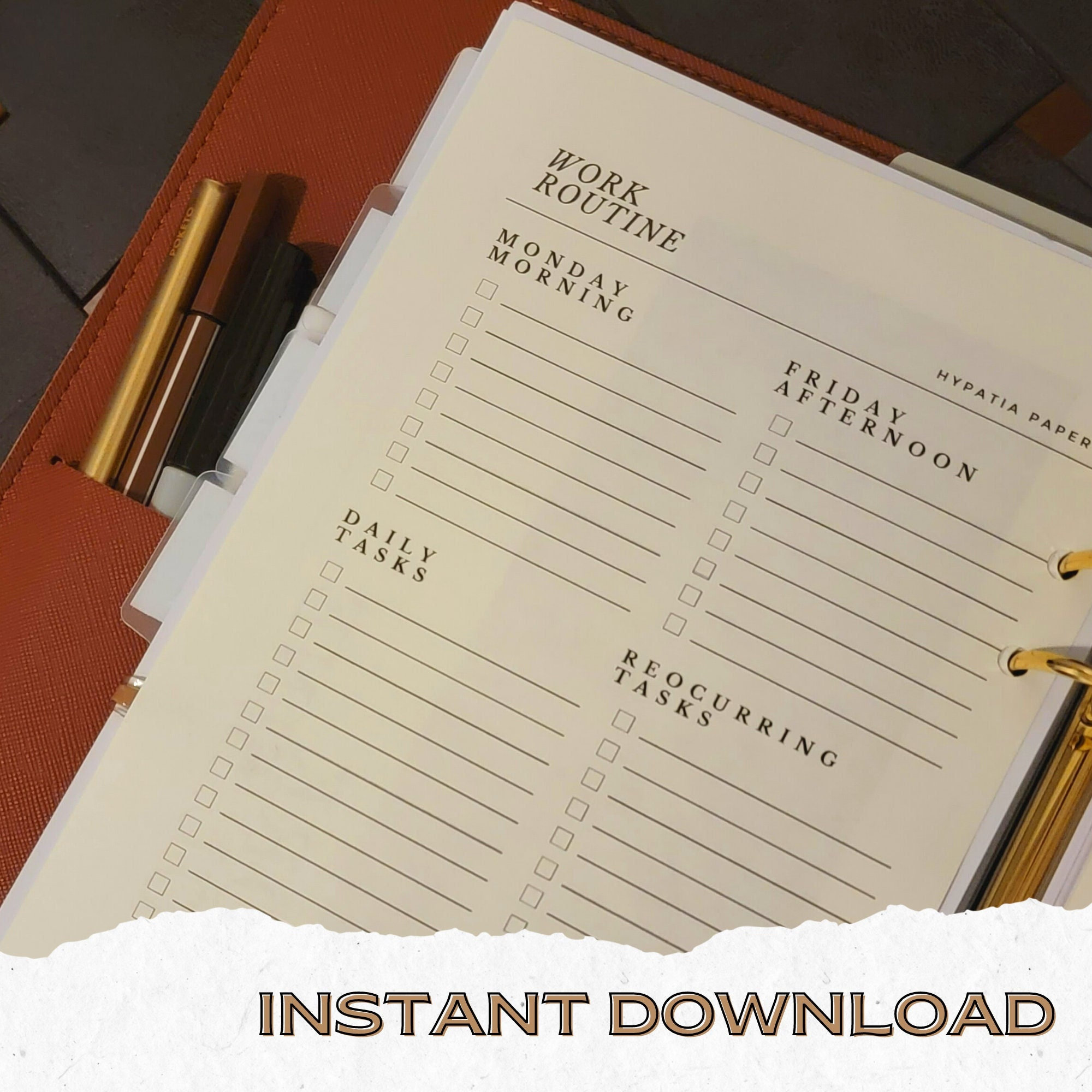 Daily Routine A5 Insert - Work Planner Page - Printable Binder Inserts ...