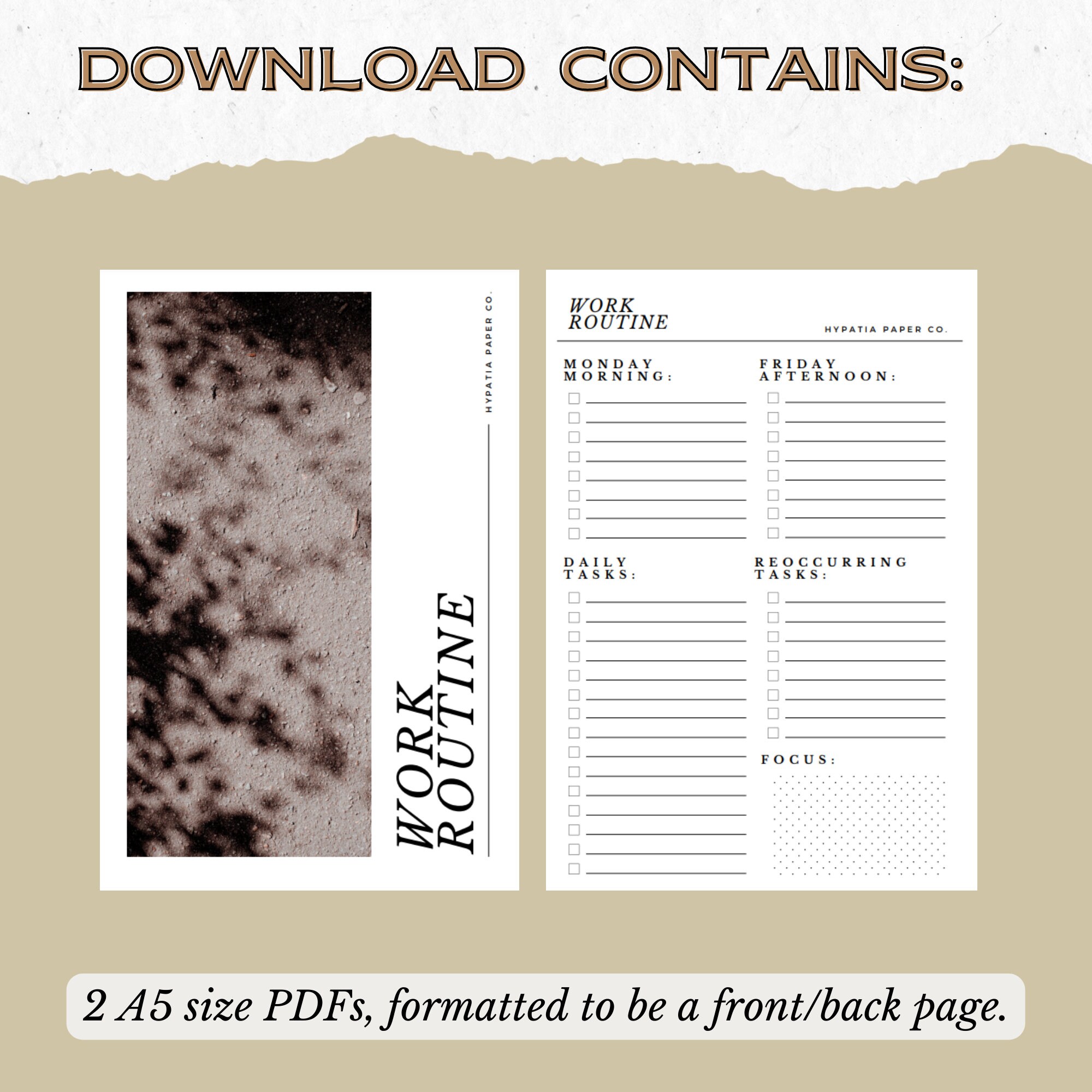 Daily Routine A5 Insert - Work Planner Page - Printable Binder Inserts ...