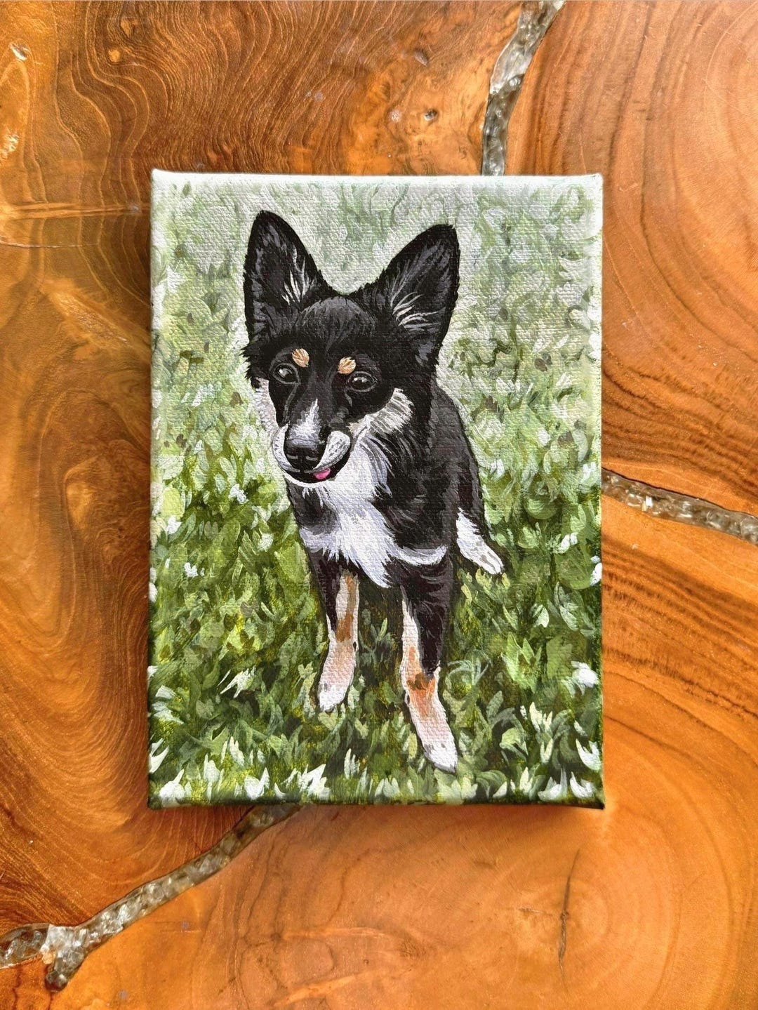 Custom Pet Portrait From Photo, Hand Painted Acrylic Dog Painting ...