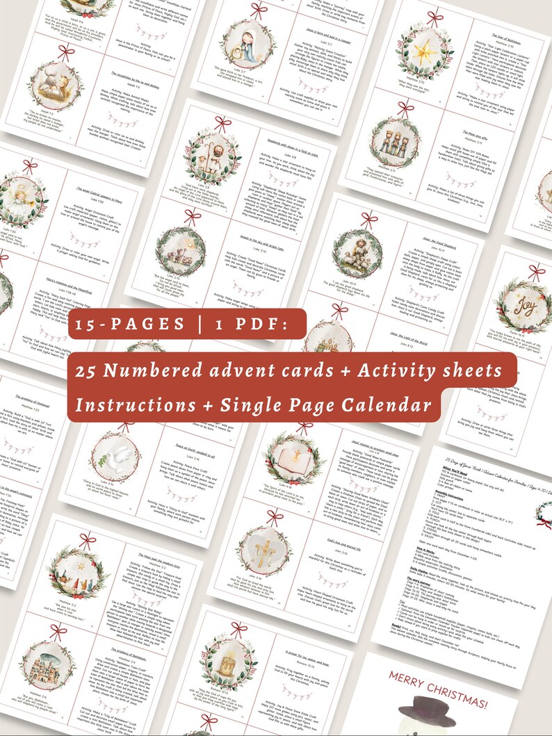 Christian Advent Calendar Printable | 25 Days Christmas Bible Verses ...
